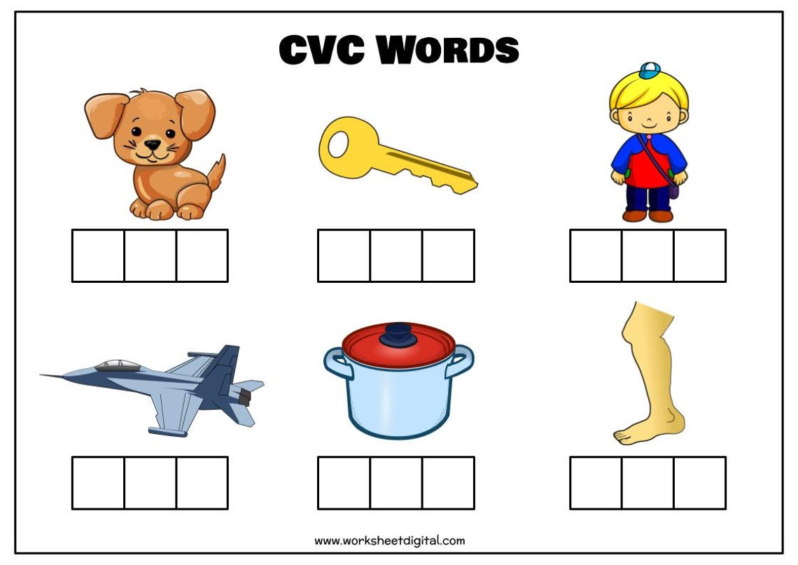 CVC Words, Say and Write the CVC Words, Phonics Worksheets ...