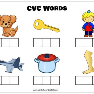 CVC Words Phonics Worksheets: Say and Write (printable) - Etsy