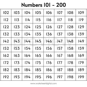 Number Charts 1 - 1000, Counting to 1000, Printable Black & White ...