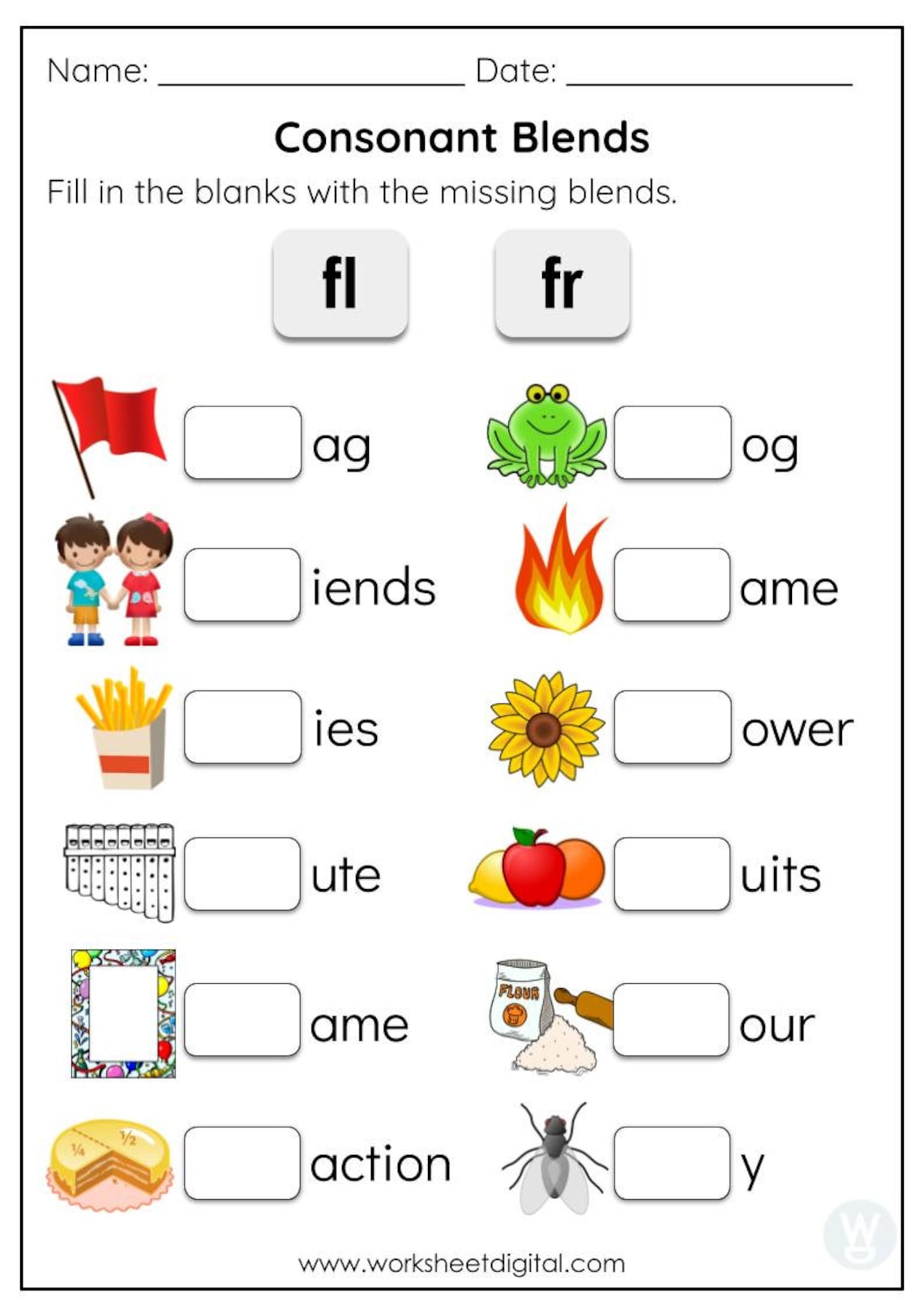 Consonant Blends Worksheets for Kindergarten Preschool Homeschool ...