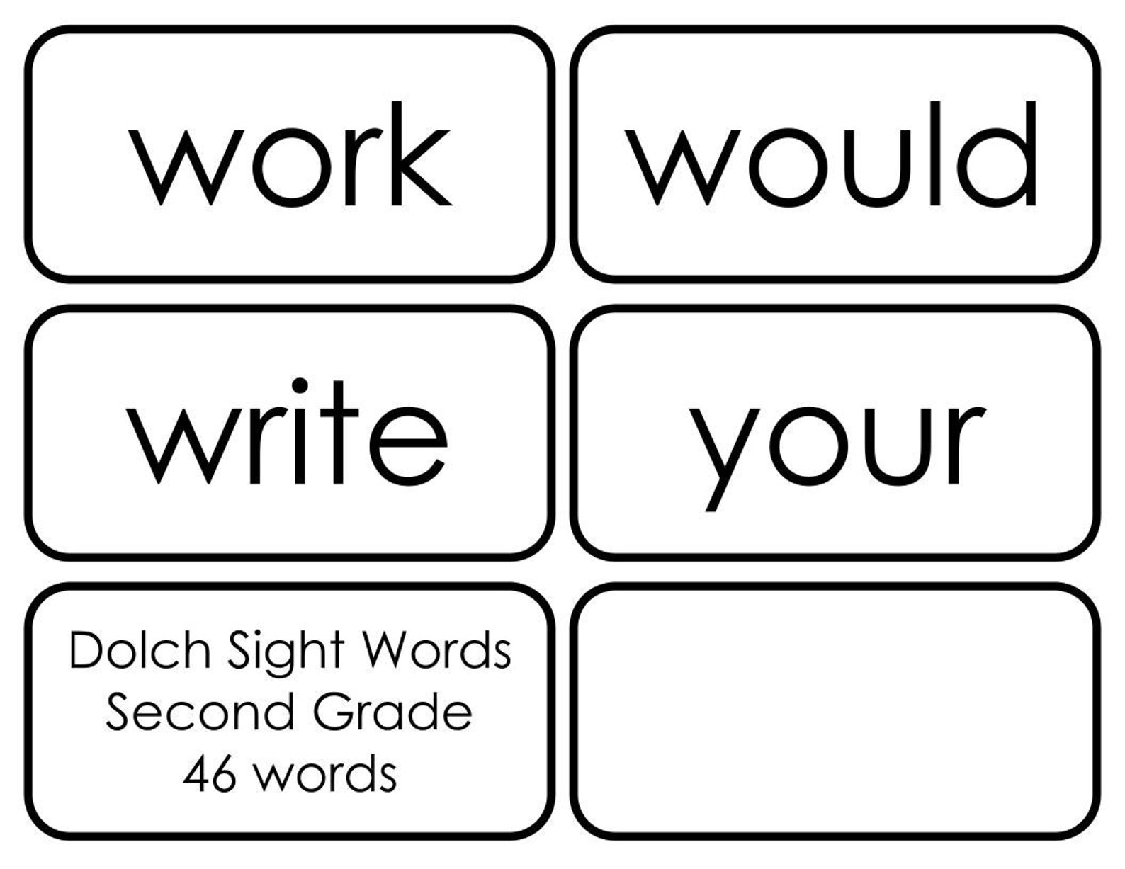 Printable Dolch Second Grade Sight Words Flashcards 46 Cards - Etsy UK