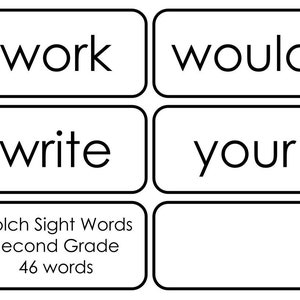 Printable Dolch Second Grade Sight Words Flashcards 46 Cards, Child ...