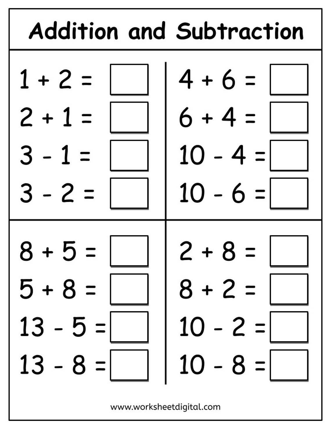 Kindergarten Addition Worksheets: Number Fact Family Printable (PDF) - Etsy