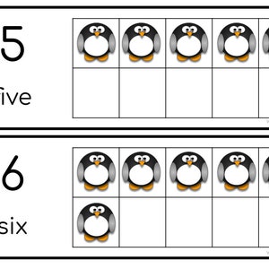 10 Printable Penguin Ten Frames 1 to 10 With Penguins and Blank Ten ...