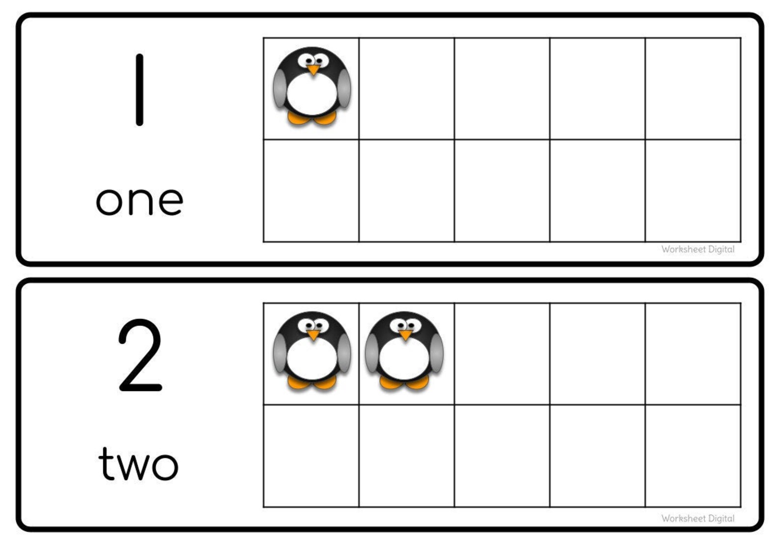 10 Printable Penguin Ten Frames 1 to 10 With Penguins and Blank Ten ...