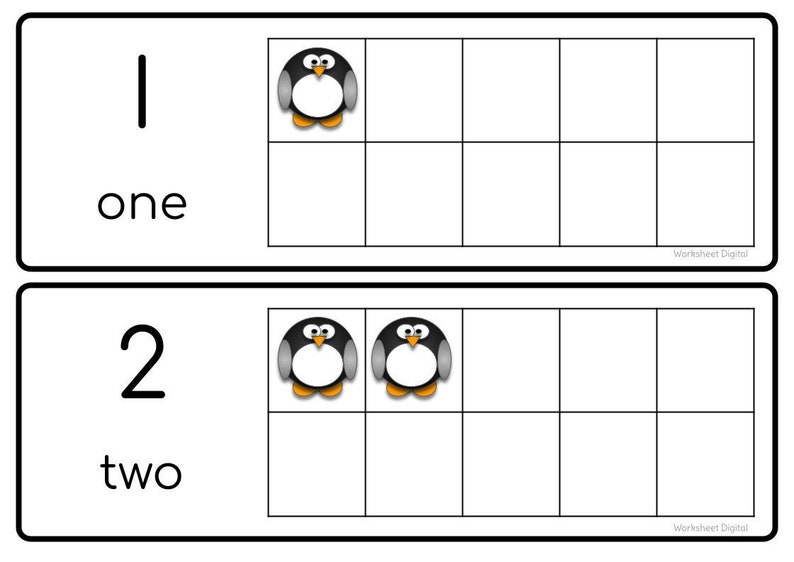 10 Printable Penguin Ten Frames 1 to 10 With Penguins and - Etsy UK