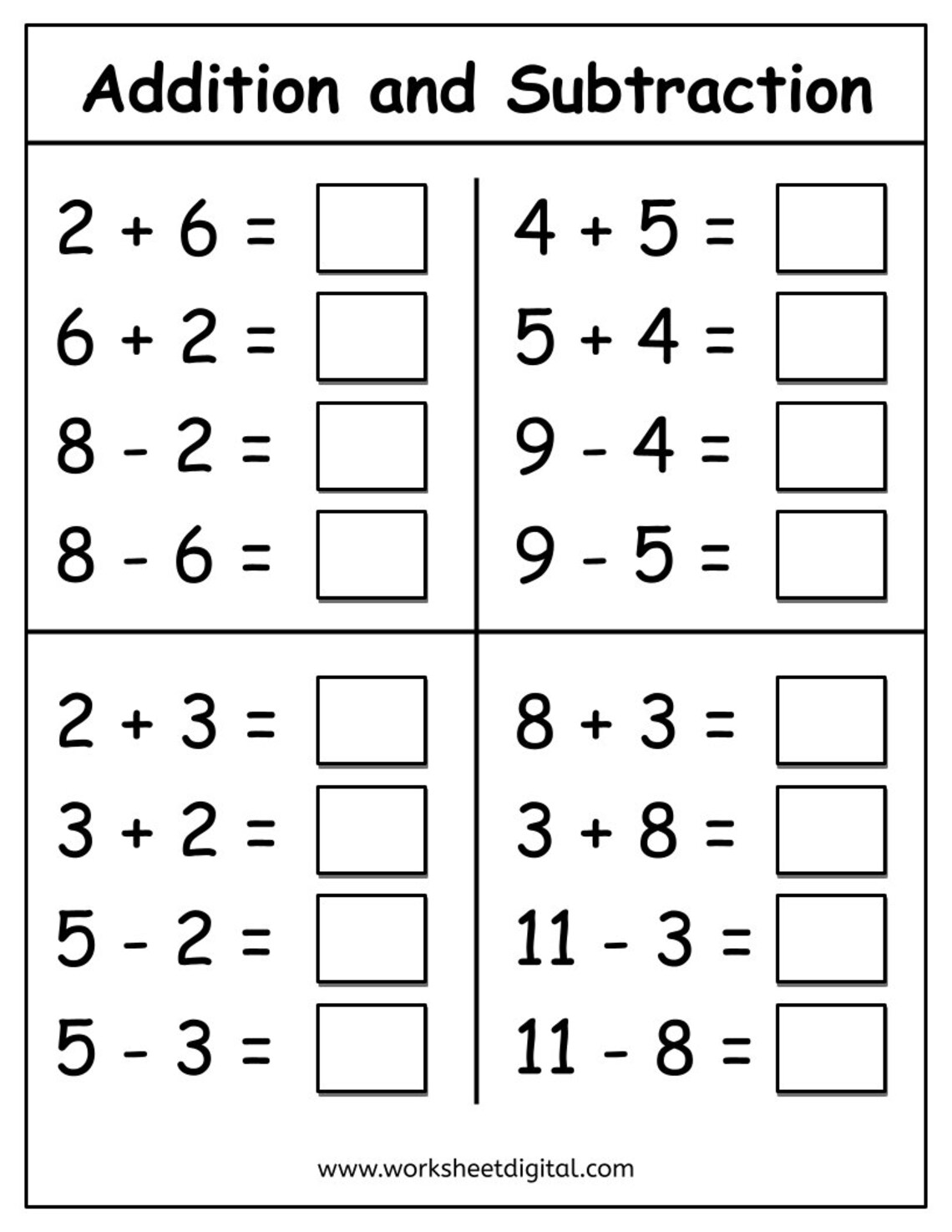Kindergarten Addition Worksheets Grade 1 Math Worksheets Etsy
