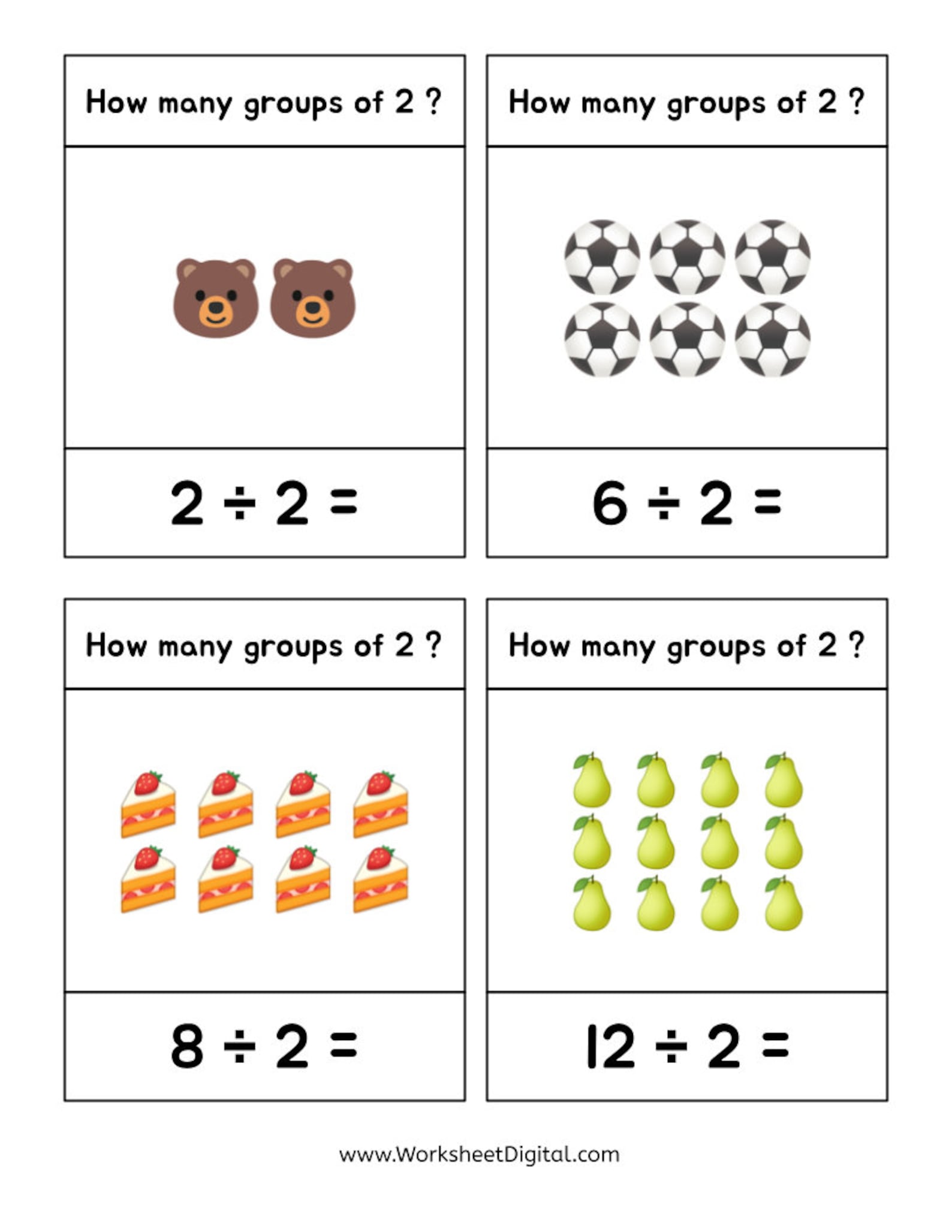 Easy Division Worksheet Ready For School Divide In 2s Math Worksheet