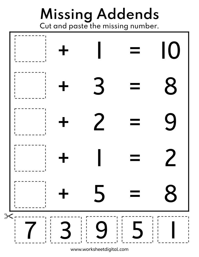 Missing Addends Worksheets: Kindergarten-2nd Grade Math (PDF) - Etsy