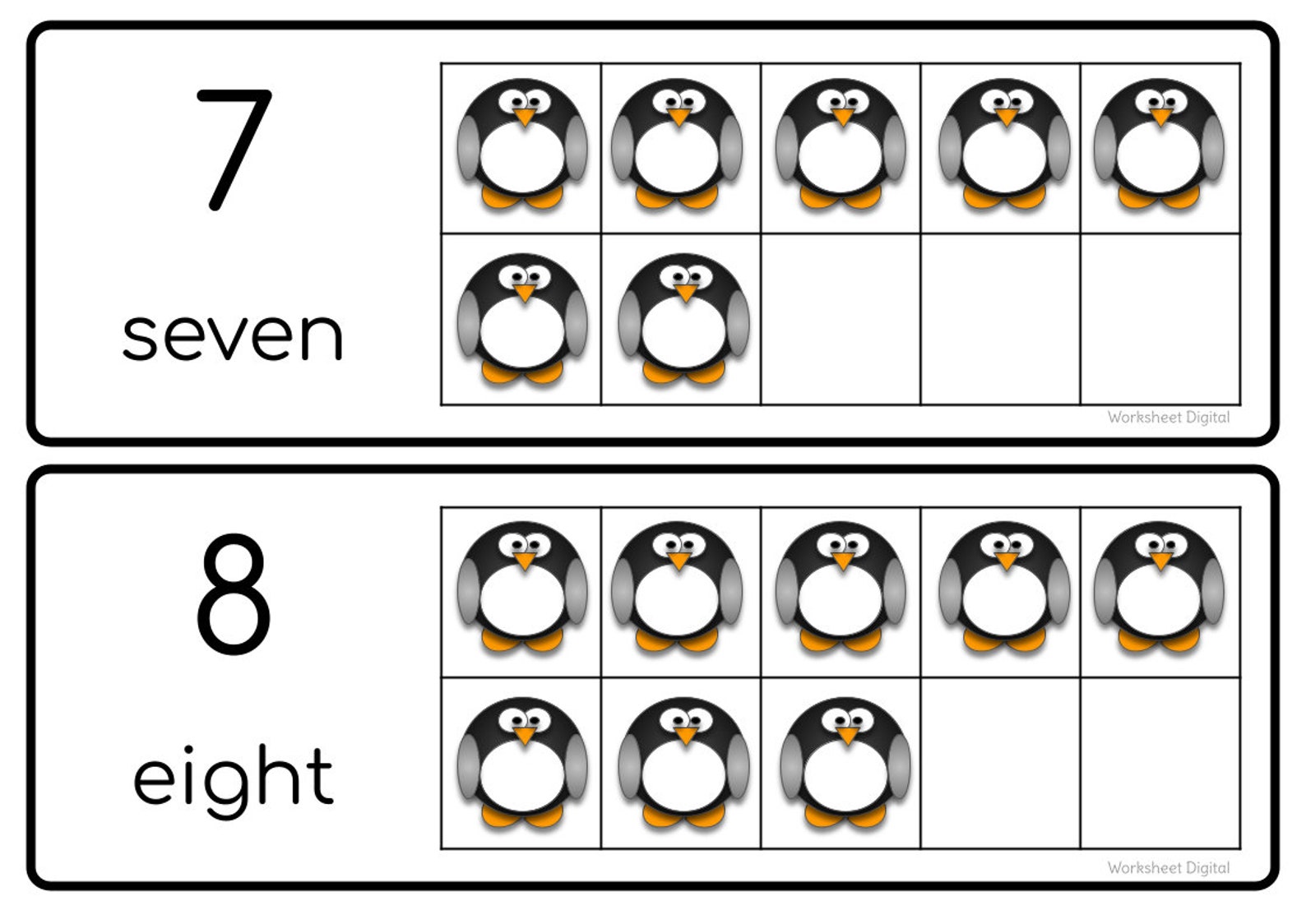10 Printable Penguin Ten Frames 1 to 10 With Penguins and | Etsy UK
