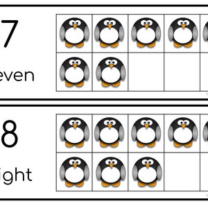 10 Printable Penguin Ten Frames 1 to 10 With Penguins and Blank Ten ...