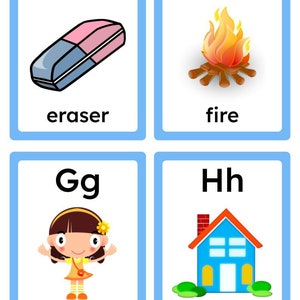 26 Printable Alphabet Flash Cards, ABC Printable Picture Flashcards for ...