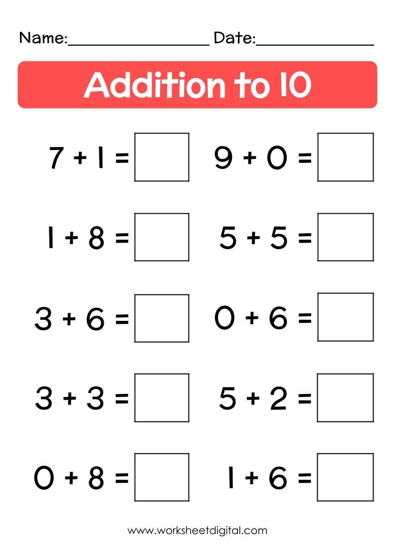 18 Printable Addition Subtraction Up To 10 Worksheets Printable For