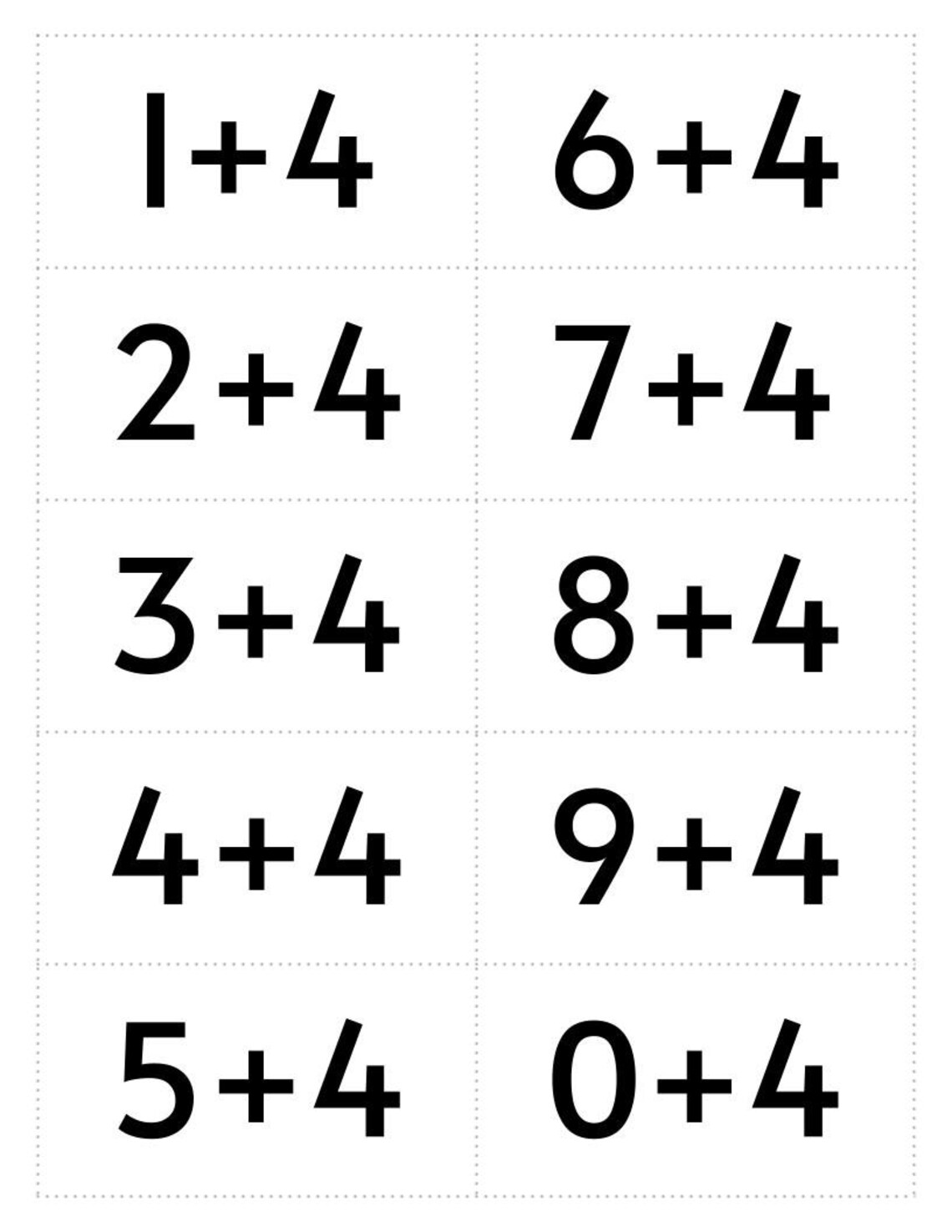 Printable Flash Cards Addition, Math Facts Printable Addition Number ...