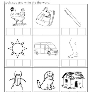 CVC Words Phonics Worksheets: Say and Write (printable With Answers) - Etsy