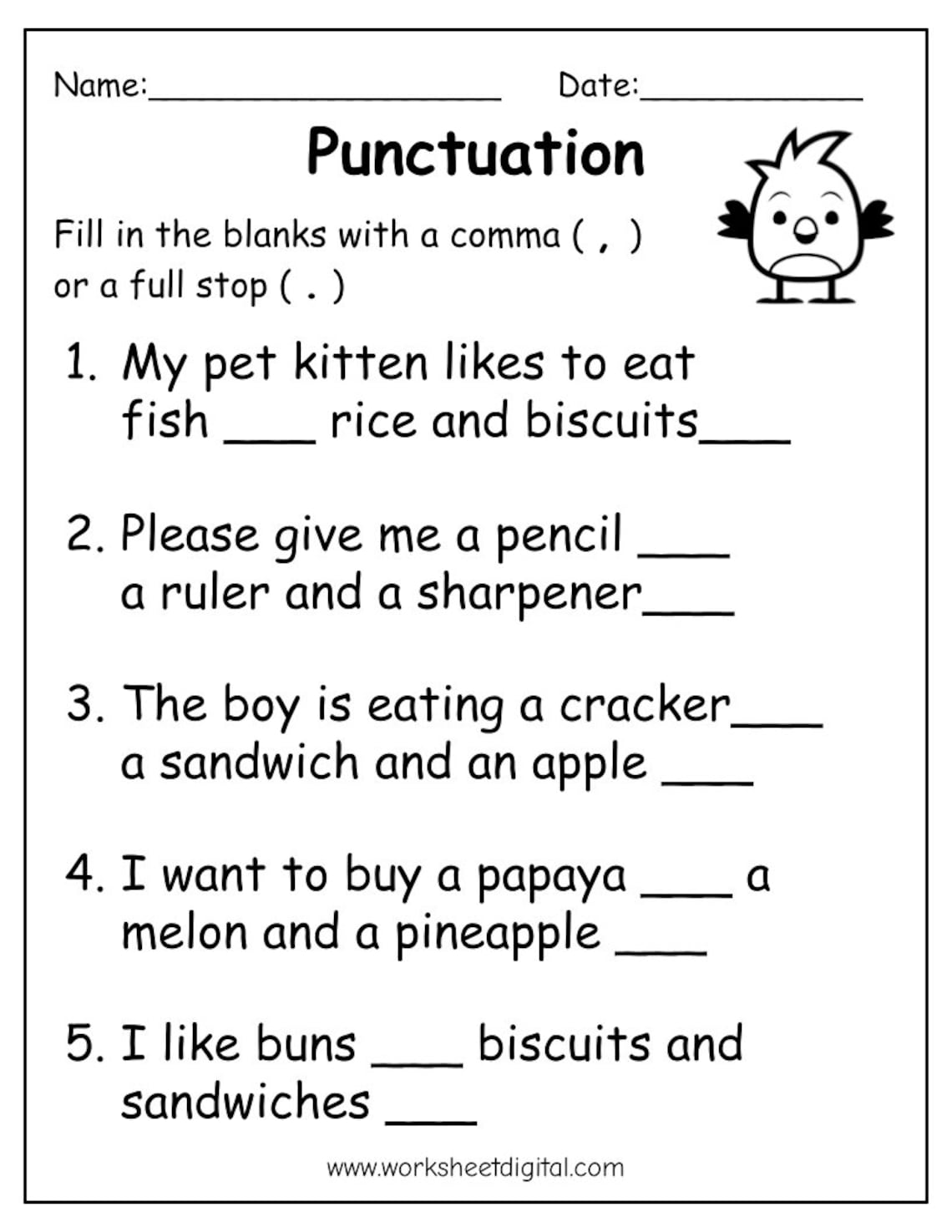 Printable Punctuation Worksheets, Punctuation Practice Worksheets for ...