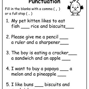 Printable Punctuation Practice Worksheets for Kids (PDF) - Etsy