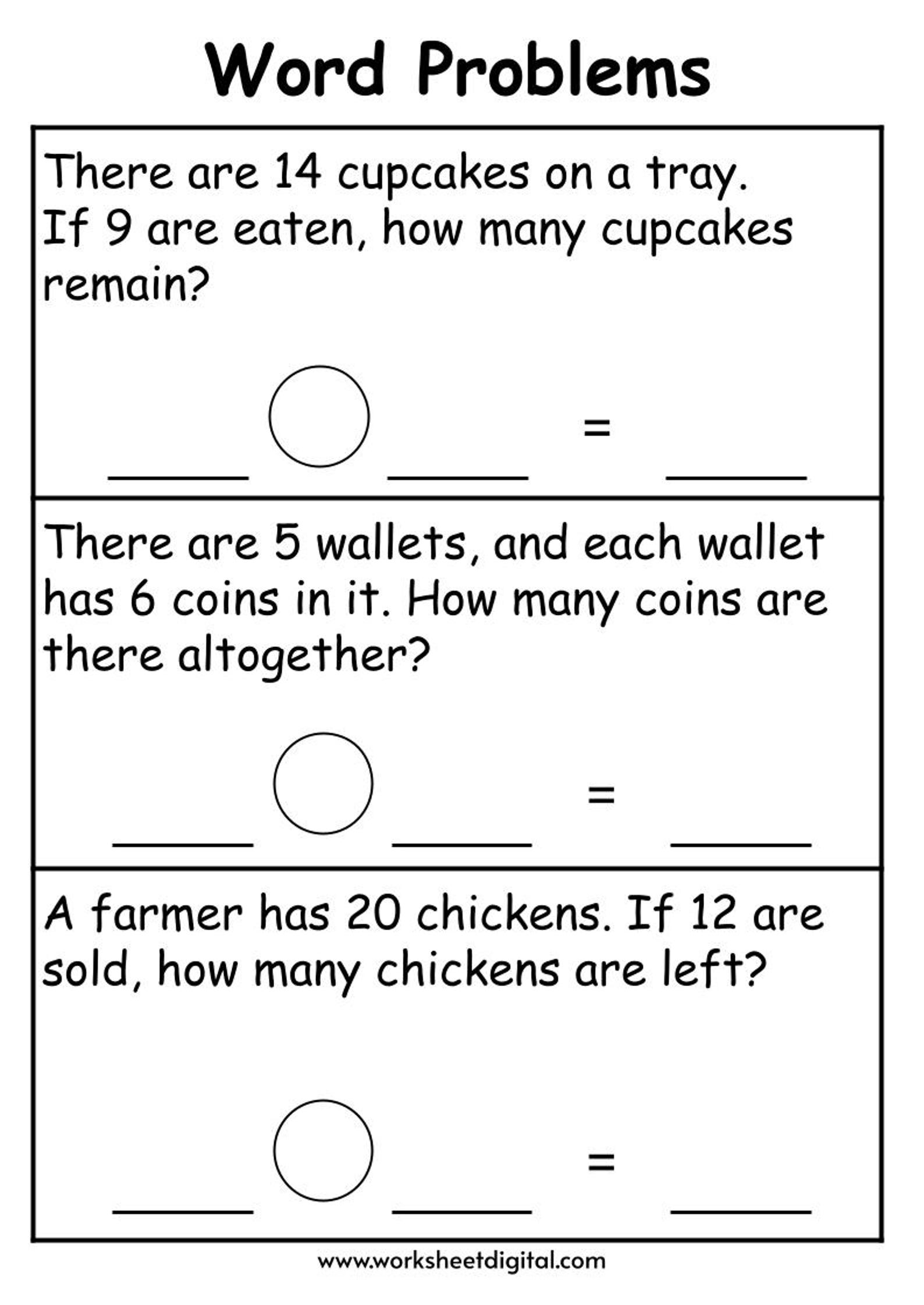 1st-2nd Grade Math Word Problems: Addition & Subtraction (PDF Printable ...