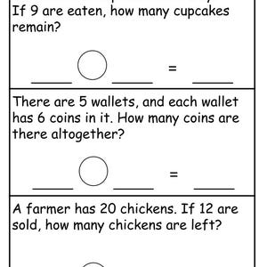 1st-2nd Grade Math Word Problems: Addition & Subtraction (PDF Printable ...