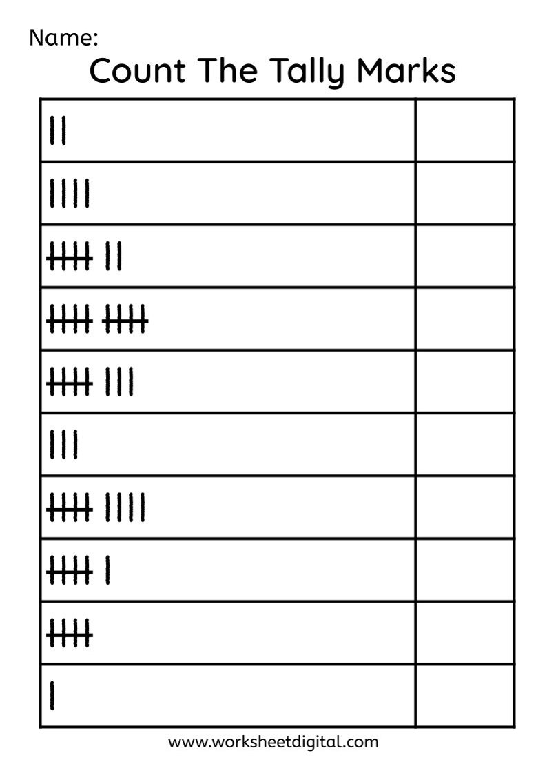 Numbers 1 - 20 Tally Marks Printable Worksheet Kindergarten Homeschool ...