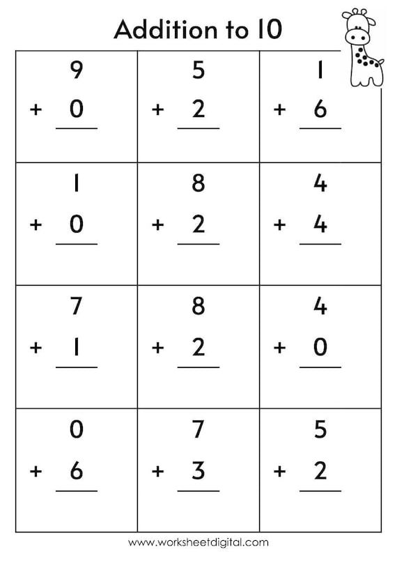 Hojas De Trabajo De Suma Fácil A 10