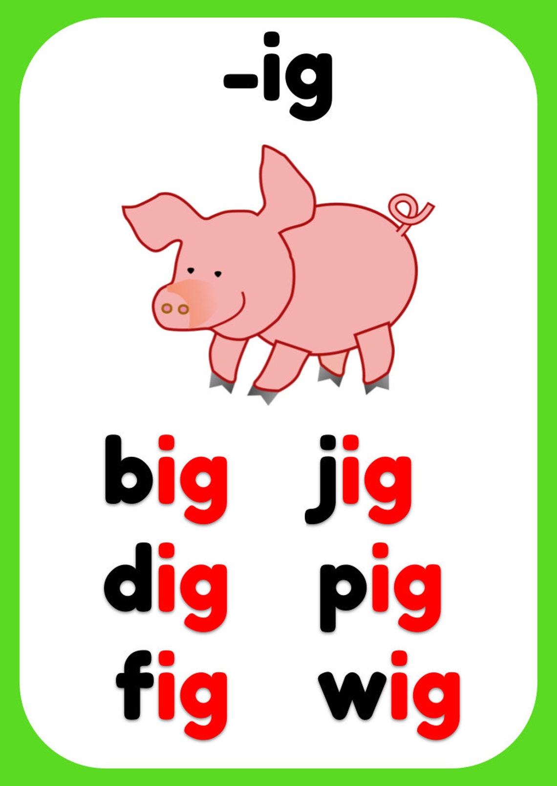 CVC Words Family Poster Short Vowels Kindergarten Preschool | Etsy