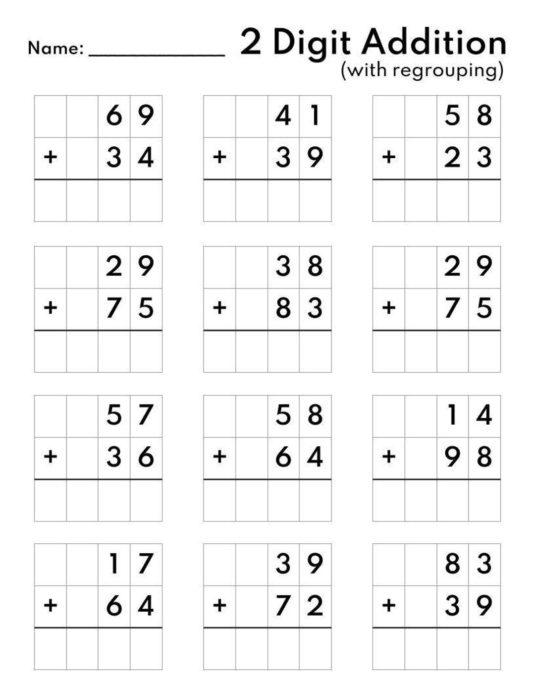 10 Printable Two Digit Addition Worksheets, Double Digit Addition ... 10 Printable Two Digit Addition Worksheets, Double Digit Addition ...