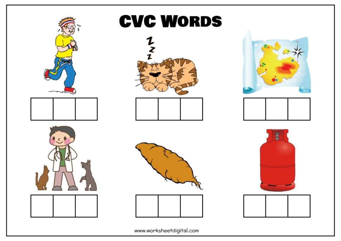 CVC Words, Say and Write the CVC Words, Phonics Worksheets ...