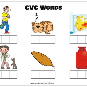 CVC Words Phonics Worksheets: Say and Write (printable) - Etsy