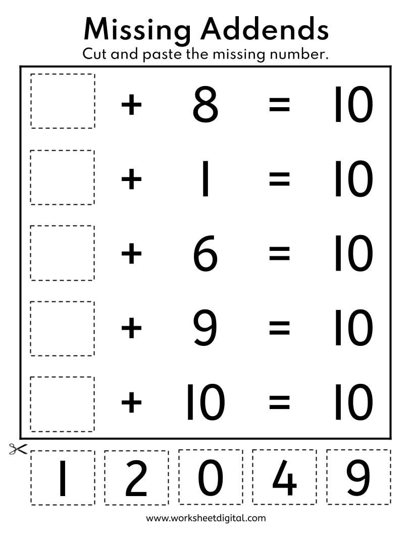 Missing Addends Worksheets: Kindergarten-2nd Grade Math (PDF) - Etsy
