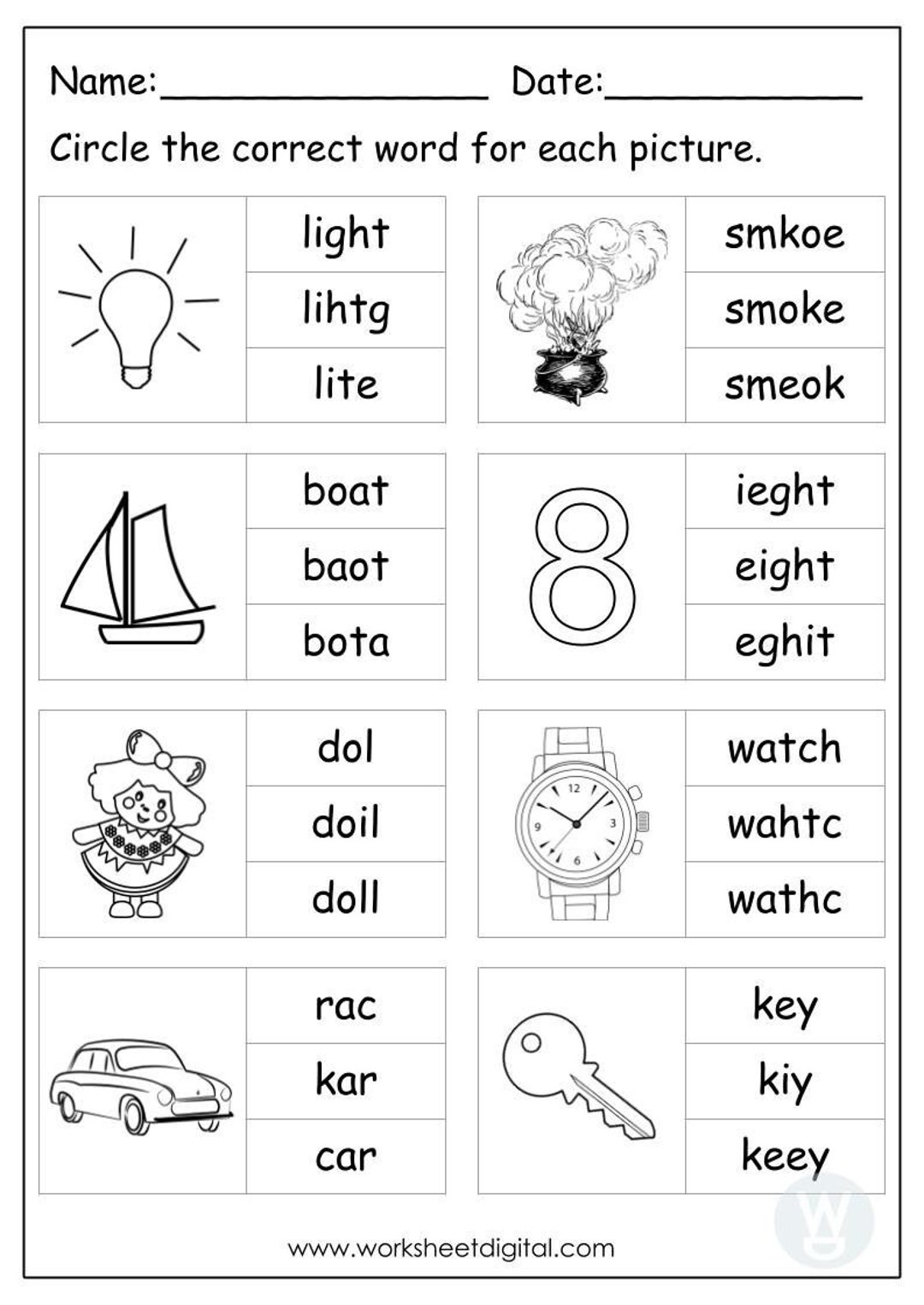 10 Printable Circle The Correct Word Spelling For Etsy New Zealand