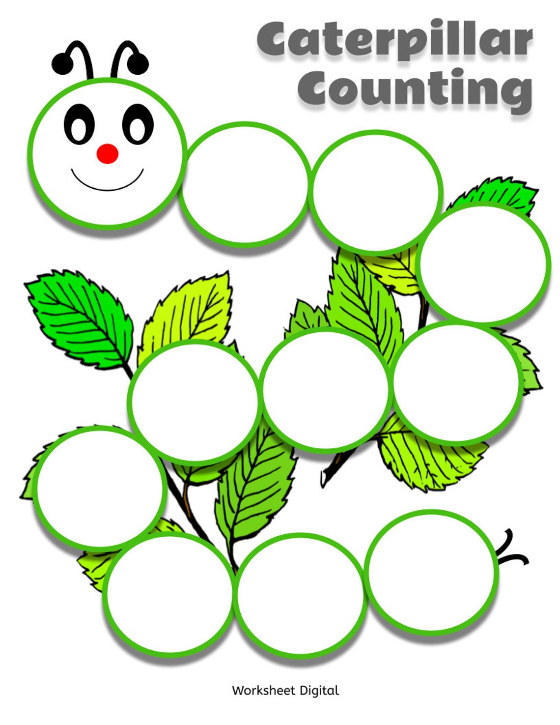 Caterpillar Counting Worksheet: Numbers 0-100, Preschool Kindergarten ...