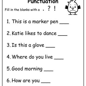 Printable Punctuation Practice Worksheets for Kids (PDF) - Etsy