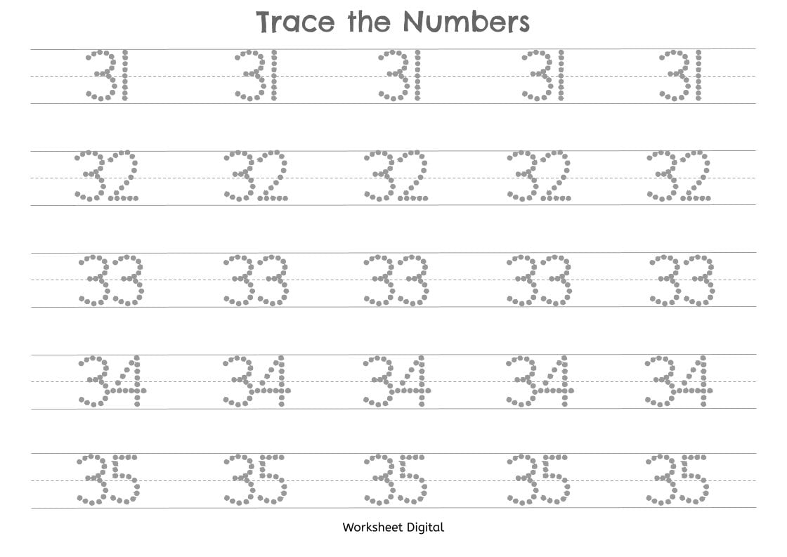 Printable Numbers 1-100 Tracing Worksheets for Preschool Kindergarten ...