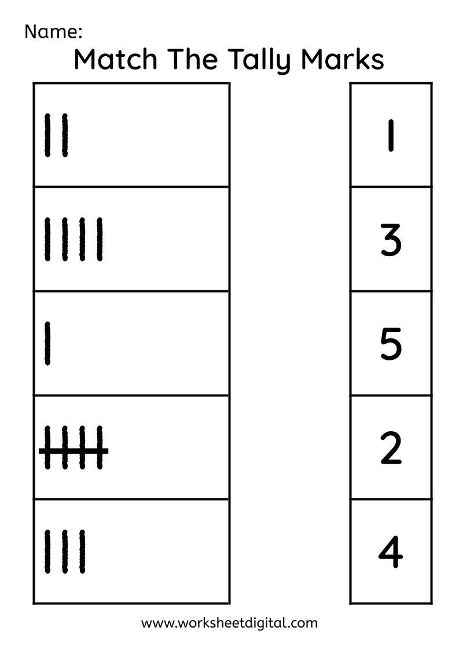 Numbers 1 - 20 Tally Marks Printable Worksheet Kindergarten Homeschool ...