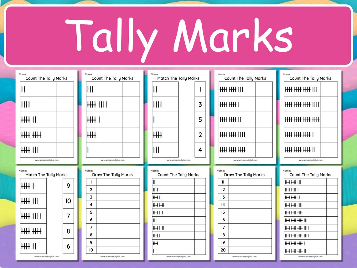 Numbers 1 - 20 Tally Marks Printable Worksheet Kindergarten Homeschool ...