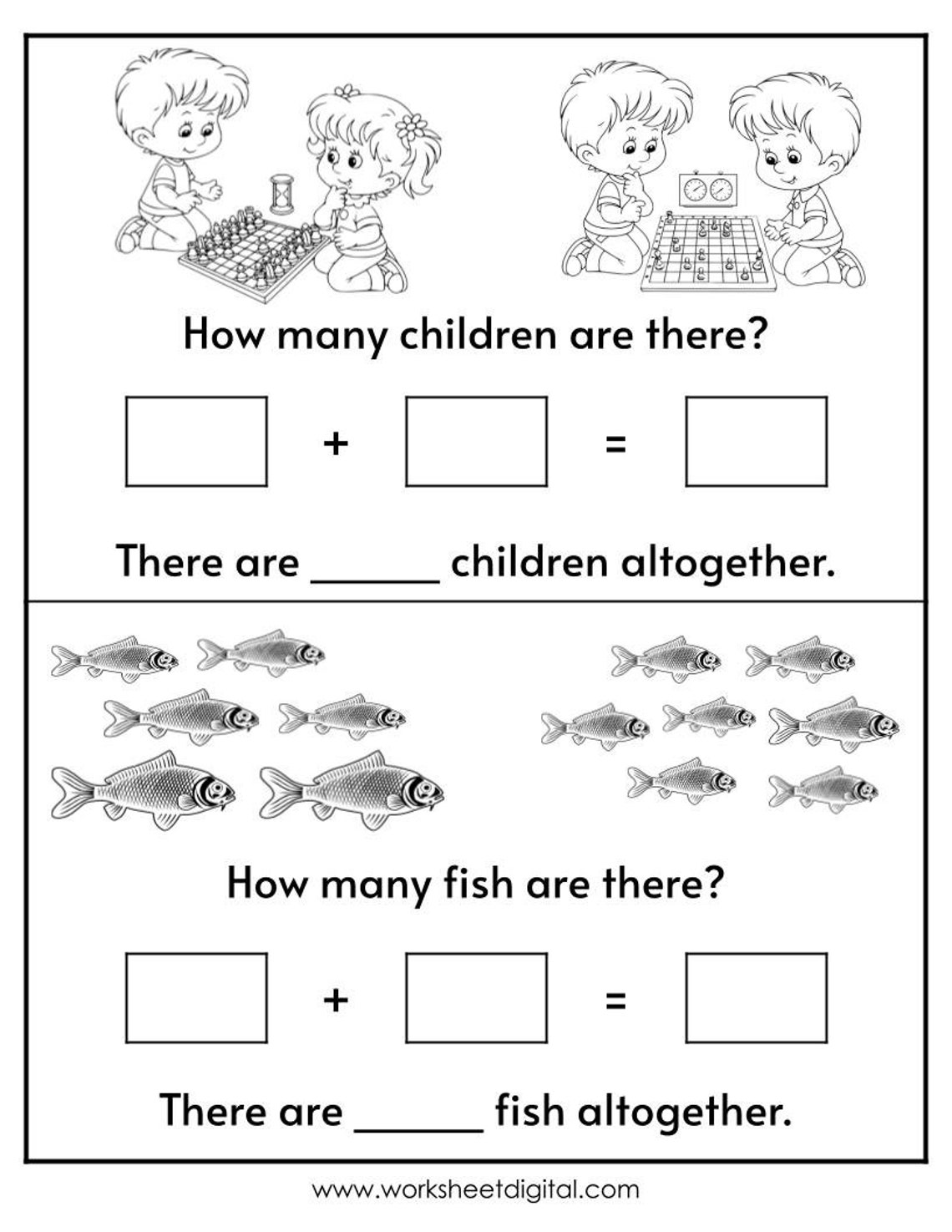 Kindergarten First Grade Math Worksheets Addition Word Problems ...