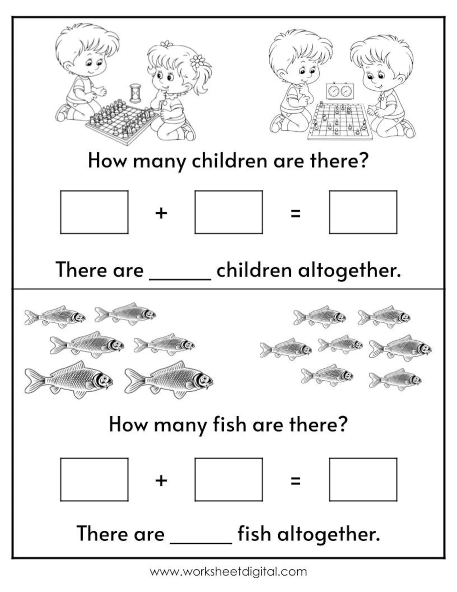 Kindergarten First Grade Math Worksheets Addition Word Problems ...