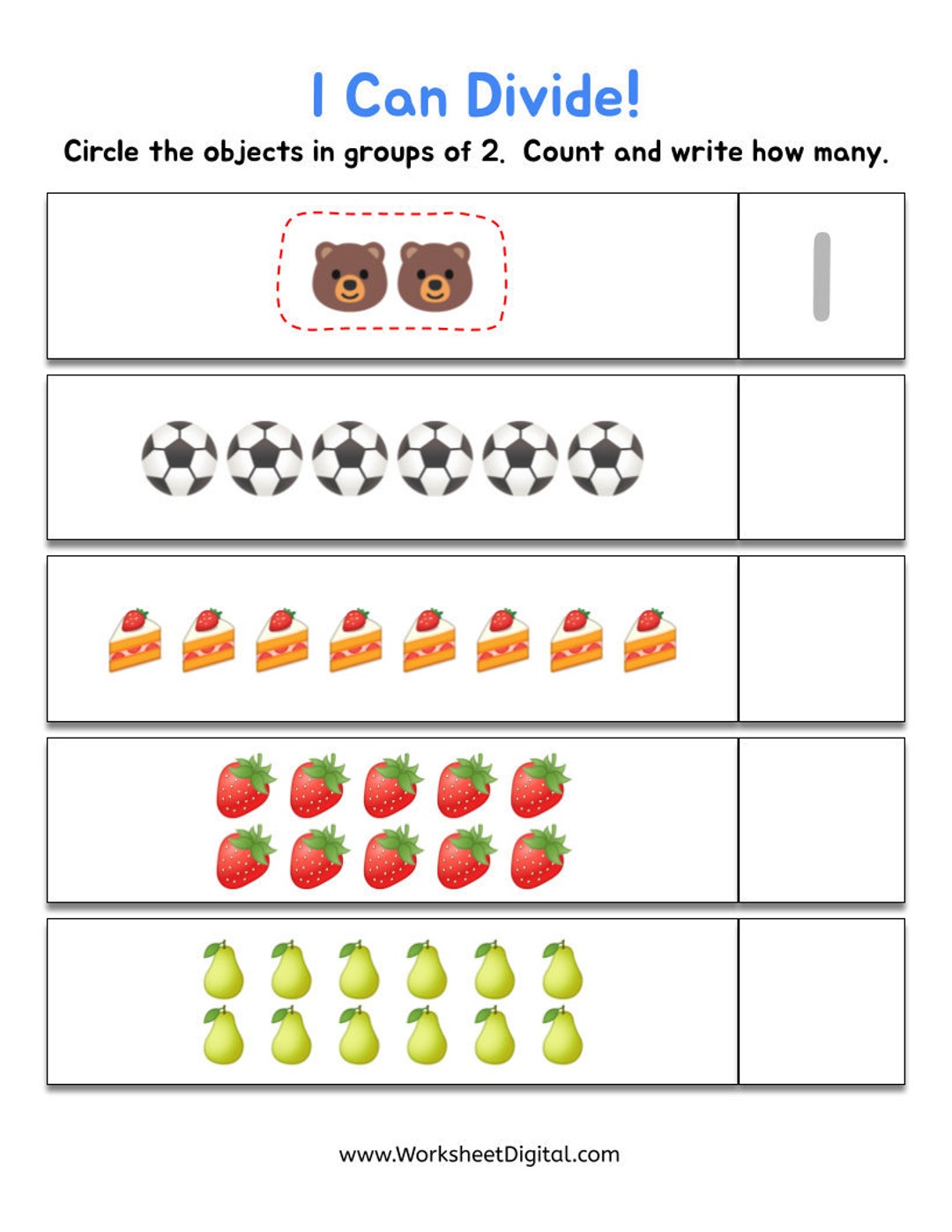 Easy Division Worksheet Ready For School Divide In 2s Math Etsy