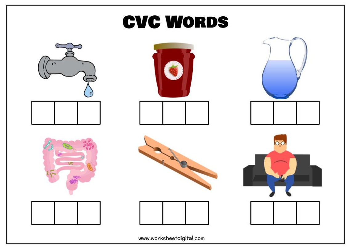CVC Words Phonics Worksheets: Say and Write (printable) - Etsy
