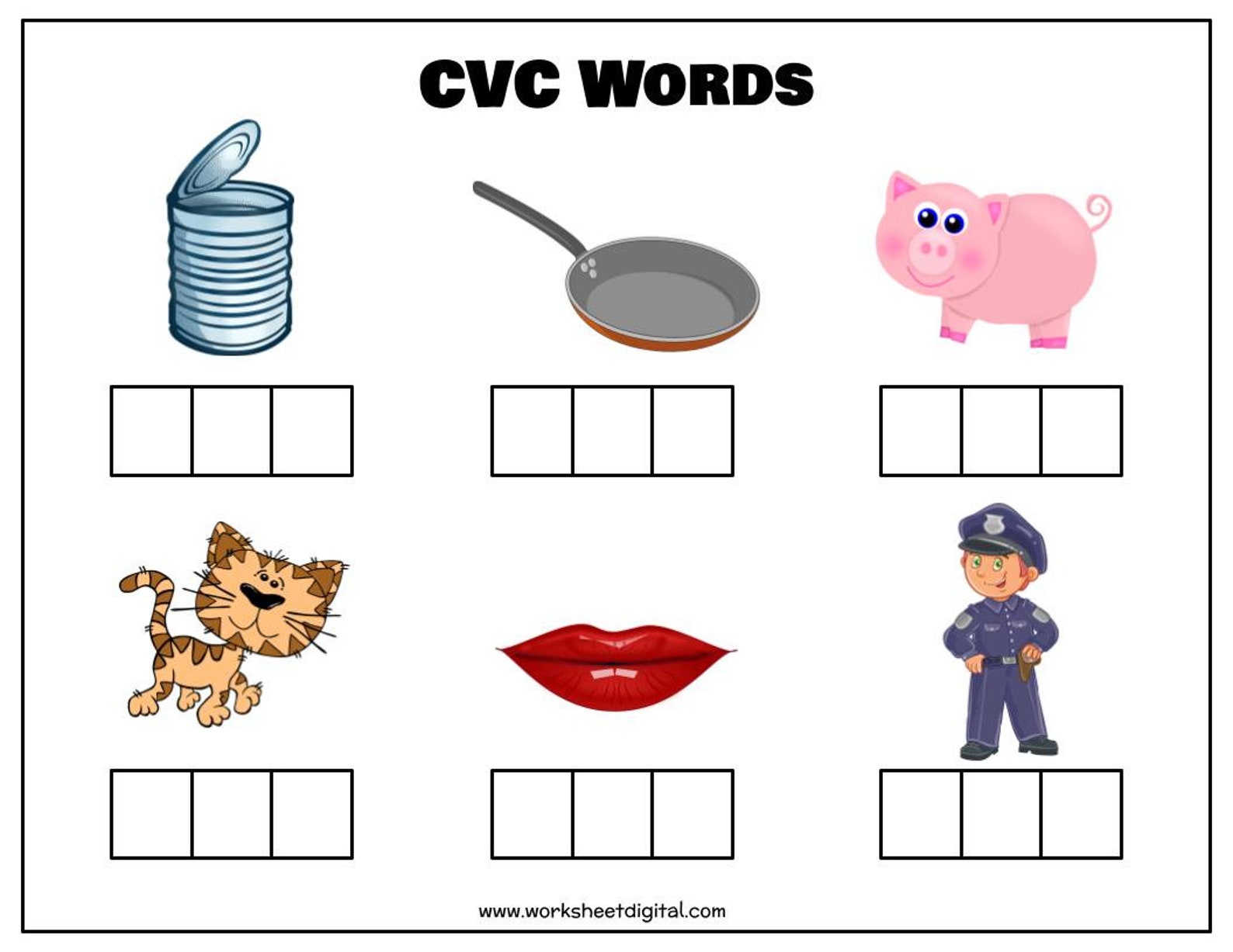 CVC Words, Say and Write the CVC Words, Phonics Worksheets ...