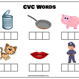 CVC Words Phonics Worksheets: Say and Write (printable) - Etsy