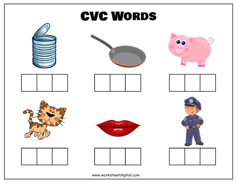 CVC Words Phonics Worksheets: Say and Write (printable) - Etsy