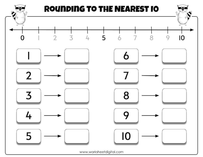 Rounding to Nearest 10 Math Worksheet: Grades 1-3 (PDF) - Etsy