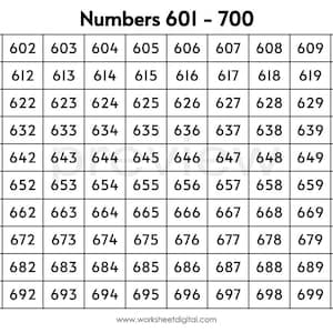 Number Charts 1 - 1000, Counting to 1000, Printable Black & White ...