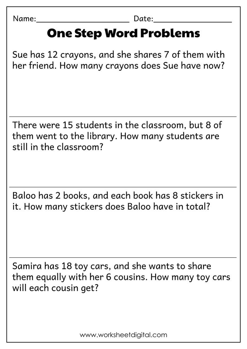 One Step Word Problems All Operations PDF, Word Problems Worksheet for ... One Step Word Problems All Operations PDF, Word Problems Worksheet for ...