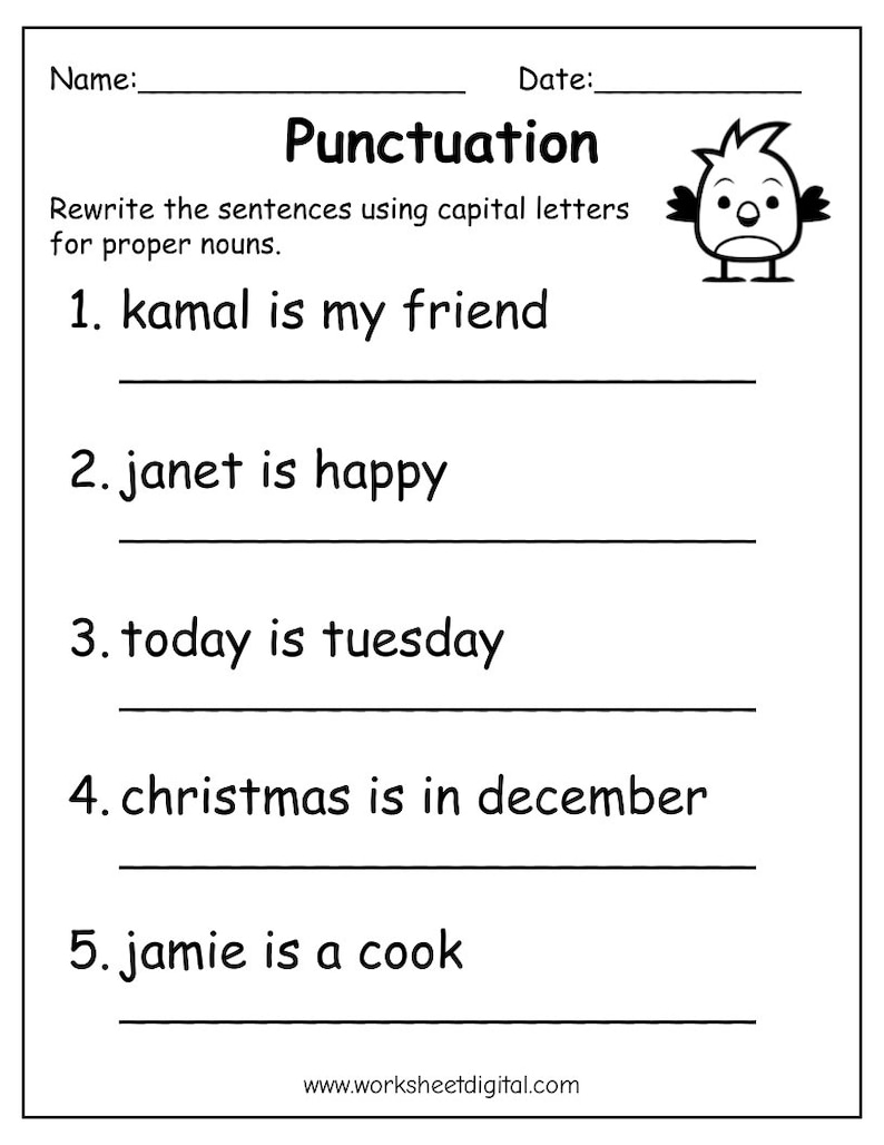 Printable Punctuation Practice Worksheets for Kids (PDF) - Etsy