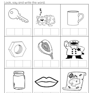 CVC Words, Say and Write the CVC Words, Phonics Worksheets ...