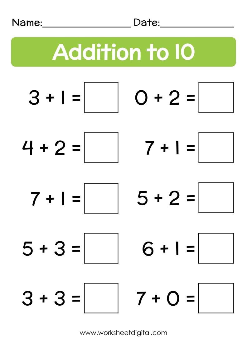 18 Printable Addition Subtraction up to 10 Worksheets, Printable for ...