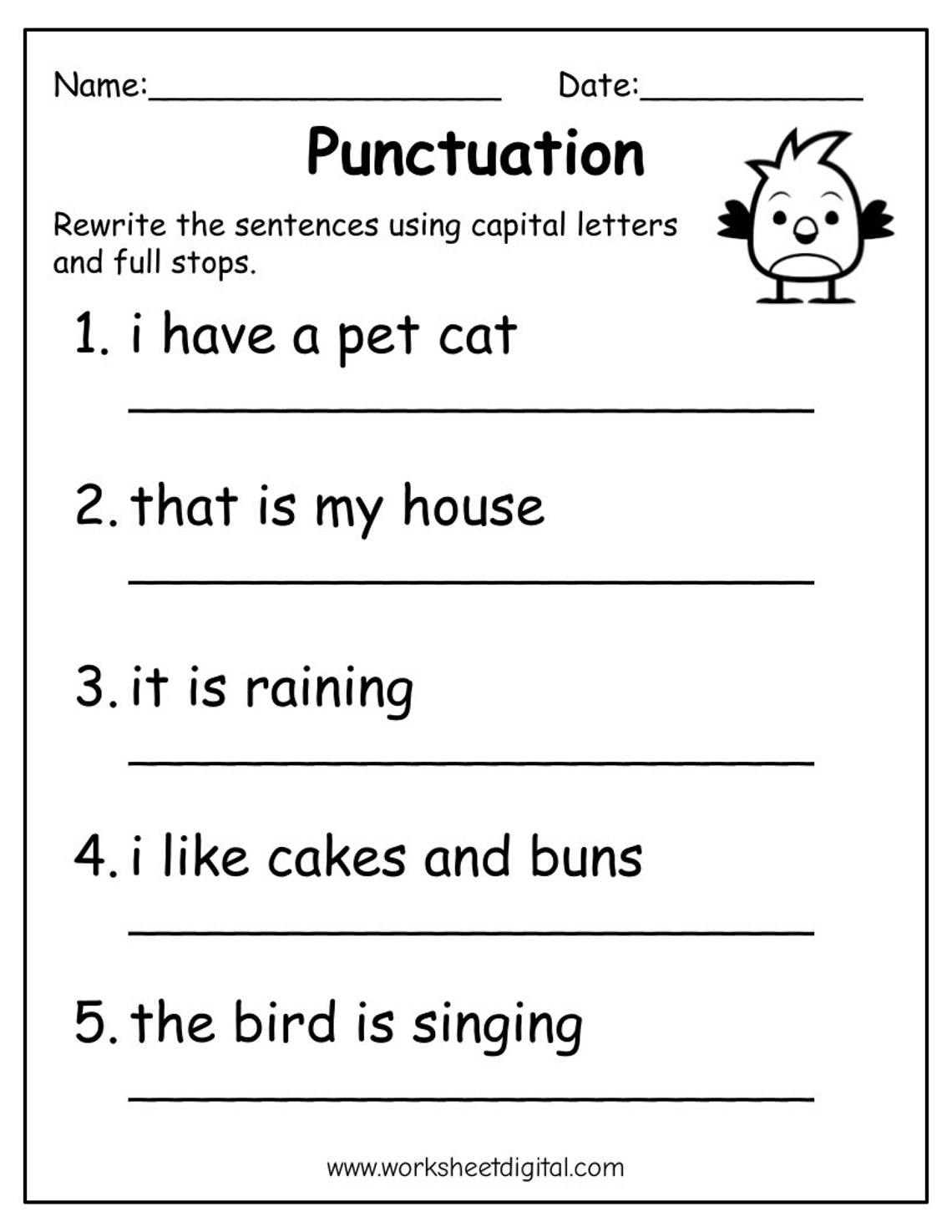 Printable Punctuation Practice Worksheets for Kids (PDF) - Etsy